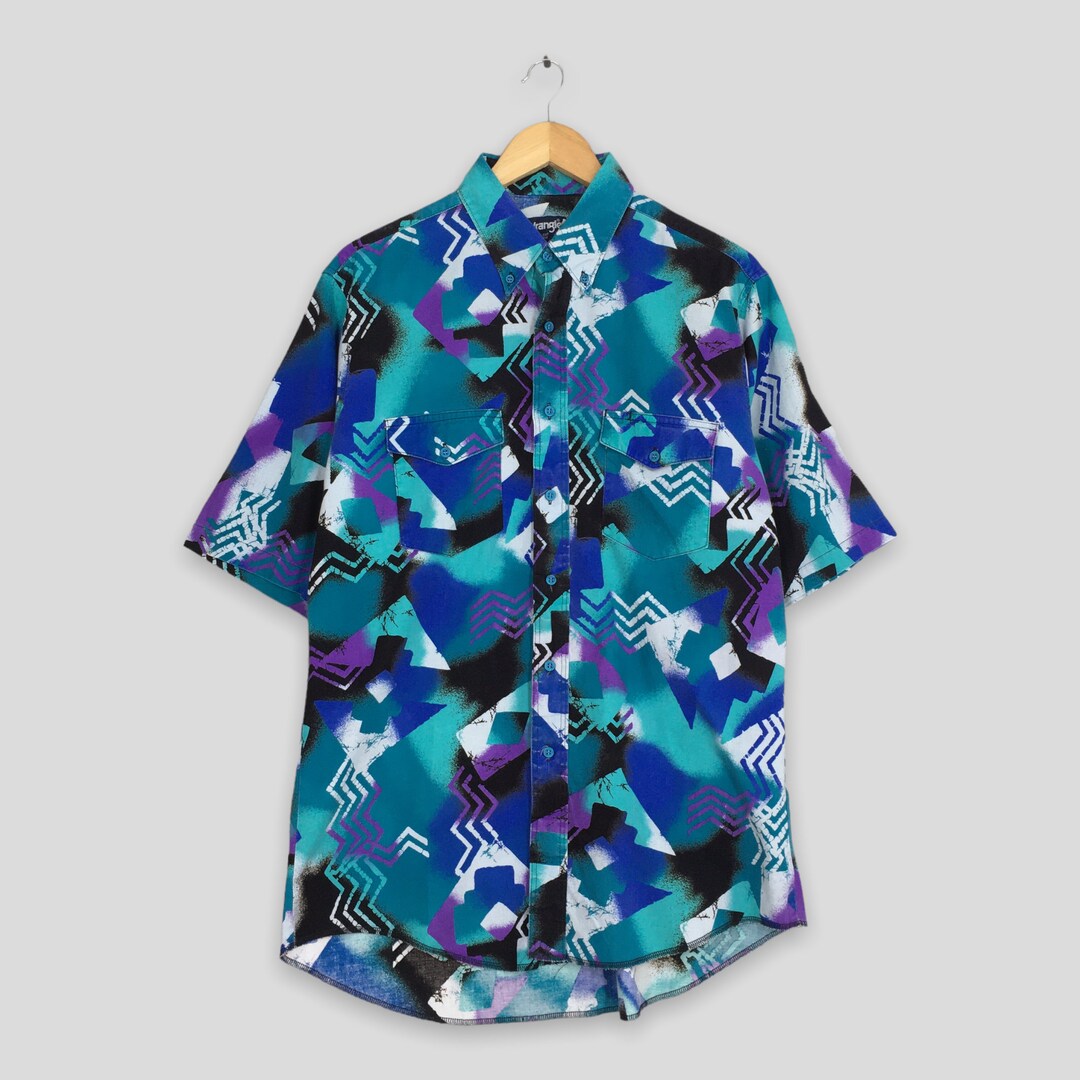 Vintage 80s Wrangler Psychedelic Western Button up Shirt Large 1980s ...