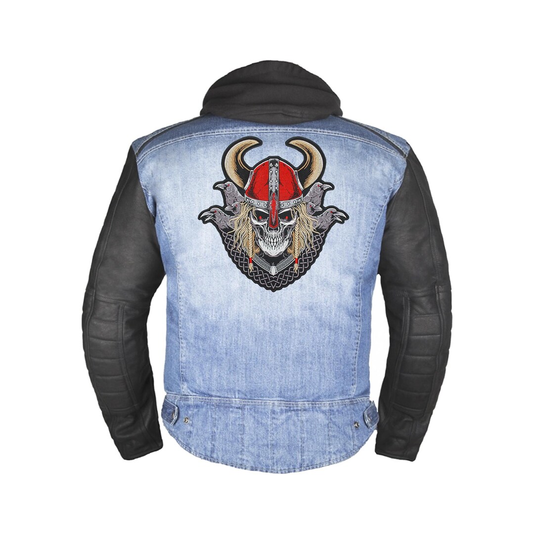 Embroidered Viking Skull Back Patch: Raven Biker Jacket Accessory - Etsy