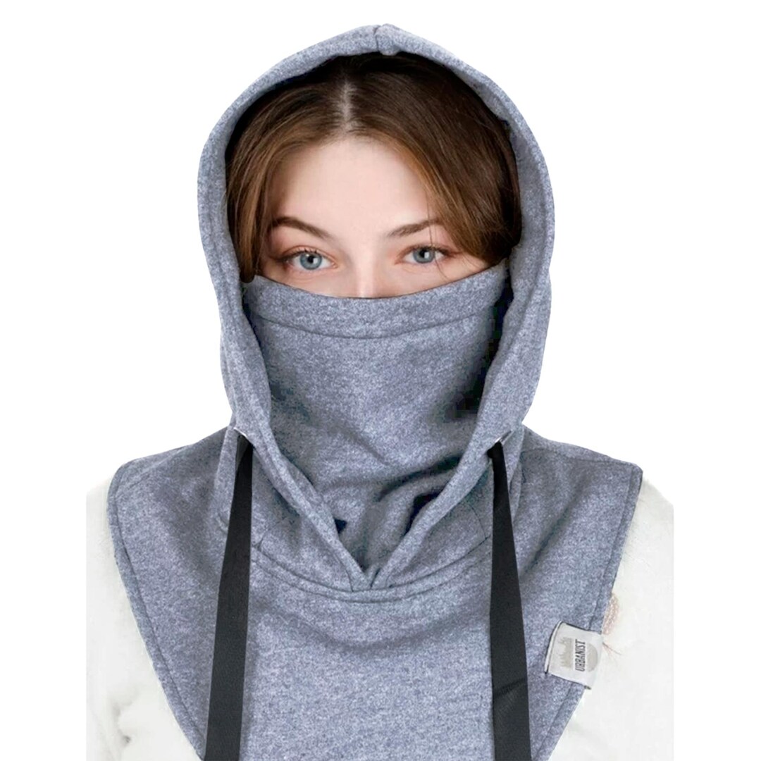 Gray Fleece Neck Gaiter With Hood, Unisex Face Cover - Etsy