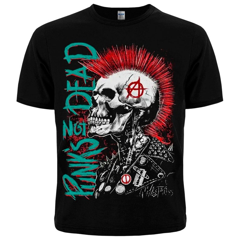 Punks Not Dead T-shirt, Skeleton Mohawk, Anarchy Punk Rock - Etsy