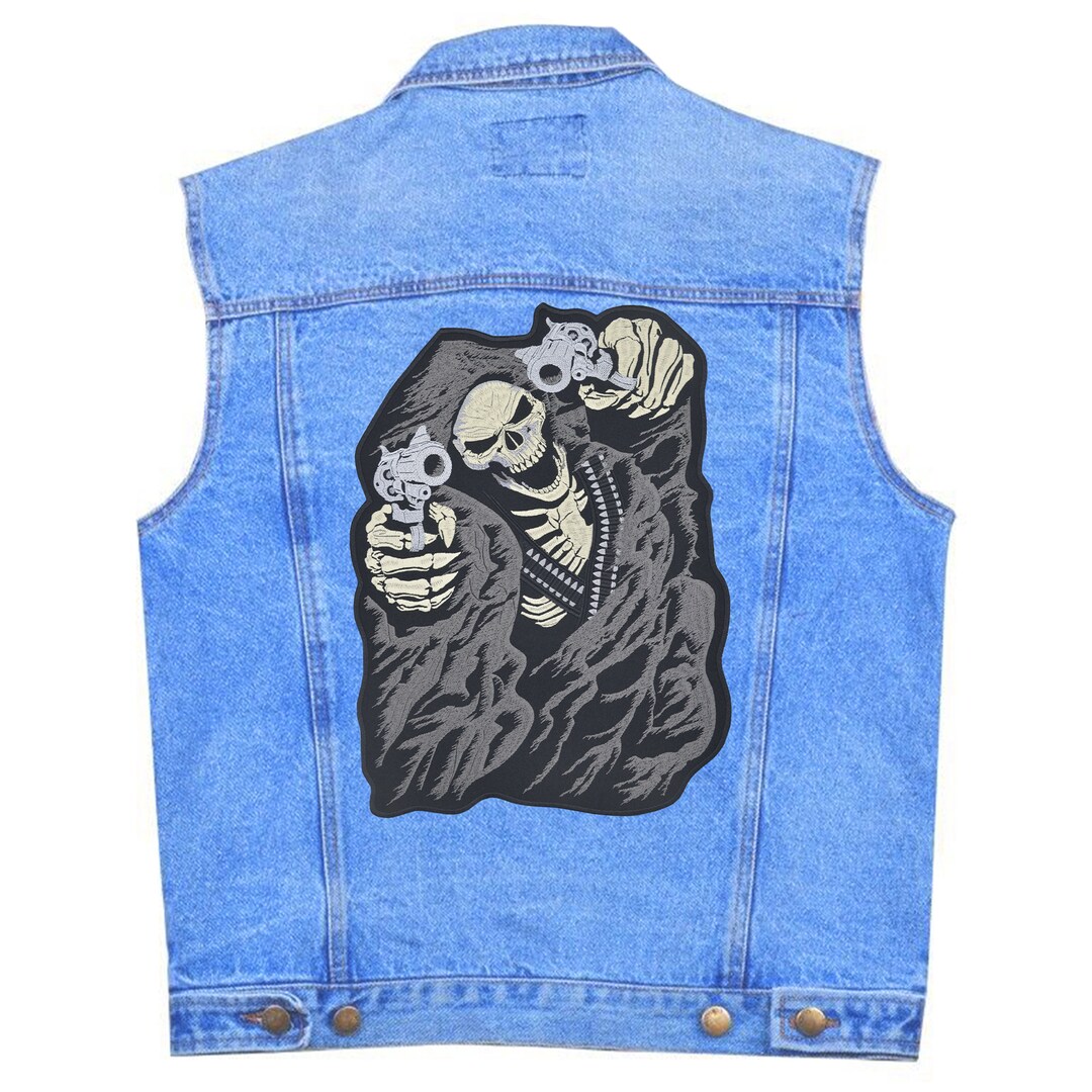 Back Patch Death With Revolvers. Death in Hood With a Scythe in His ...