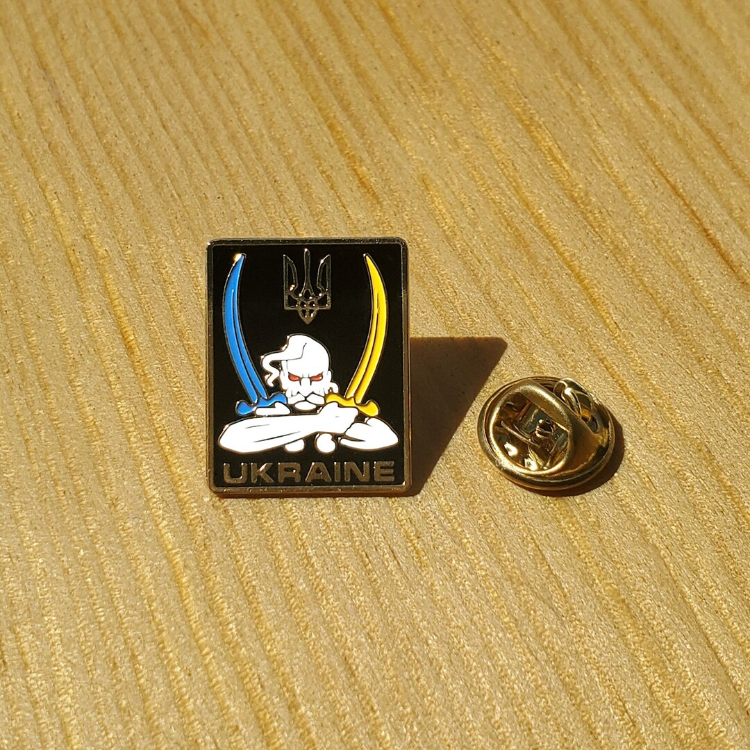 Metal Patriotic Pin Cossack Warrior With Yellow-blue Sabers and Trident ...