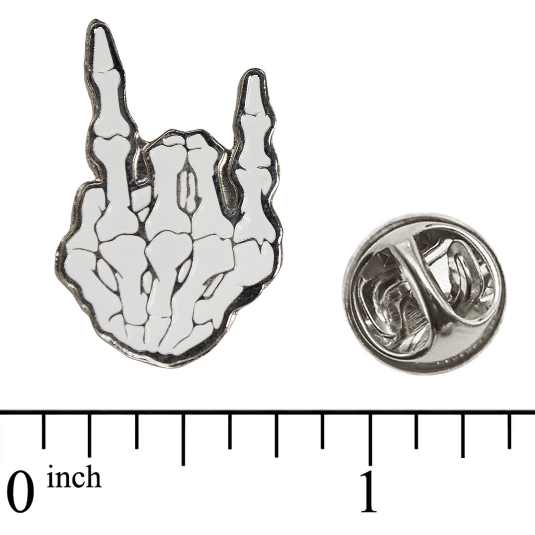 Metal Pin Skeleton Hand Sign of the Horns (goat). Handmade in Ukraine ...