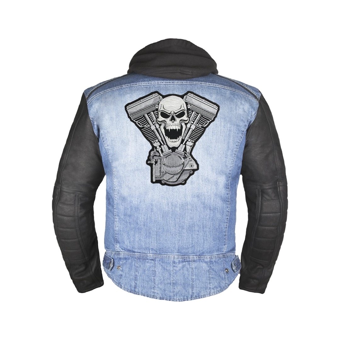 Back Patch Motorcycle Engine With Skull. Born to Ride, Ride to Live ...