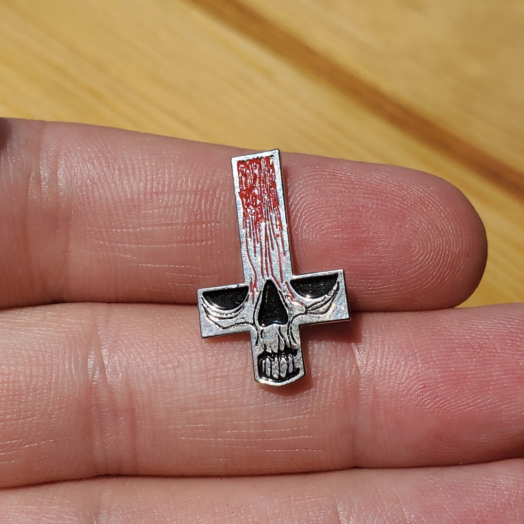 Metal Pin Inverted Cross With Skull. Made in Ukraine. Accessory for ...