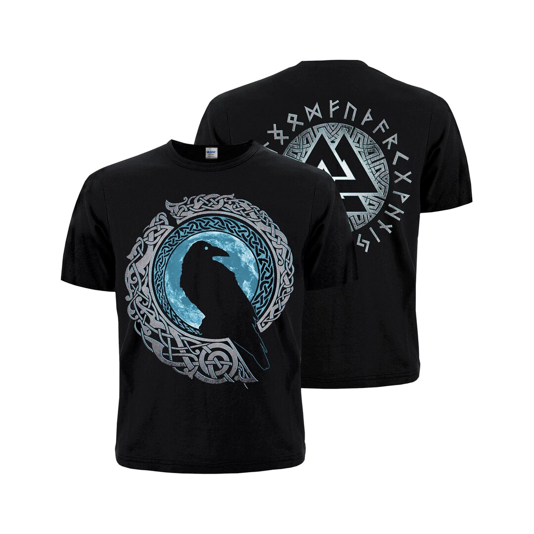 Viking Raven T-shirt: Valknut, Odin's Crows, Scandinavian Runes - Etsy