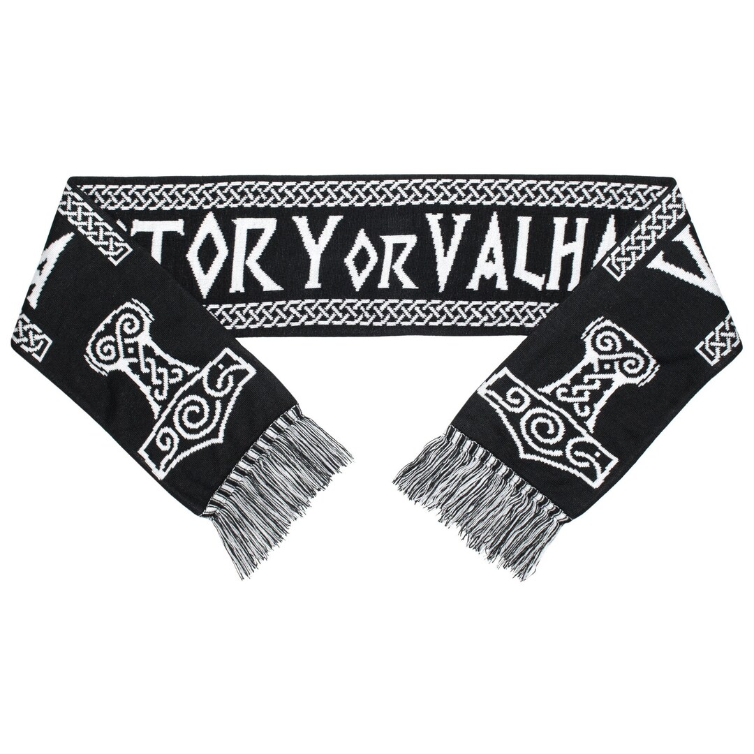 Thor's Hammer Scarf: Black Mjolnir Viking Knit Scarf - Etsy