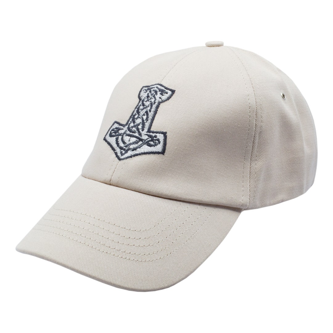 Thor's Hammer Beige Cap: Mjolnir Viking Style - Etsy