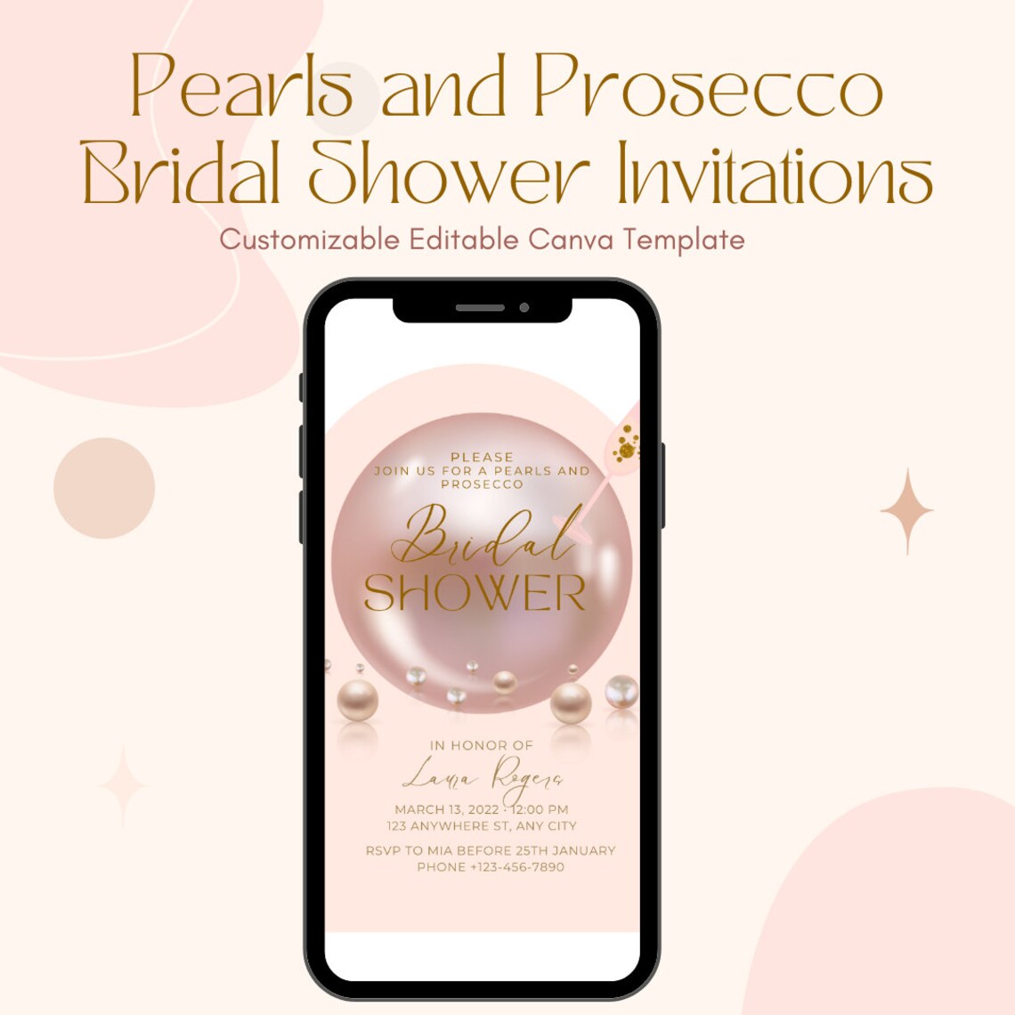 Editable Canva Bridal Shower Invitation | Digital Bridal Shower ...