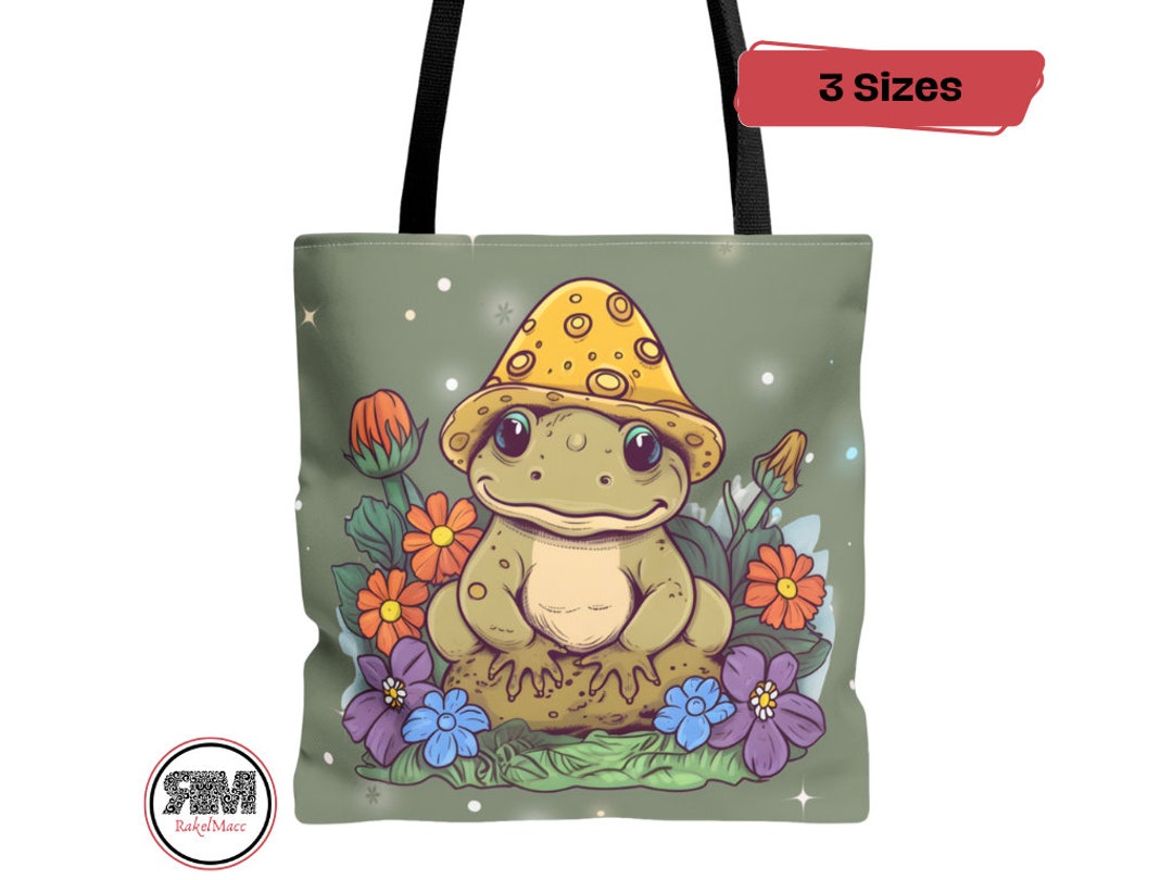 Frog and Toadstool Tote Bag Gift Idea for Frog Lover Bookworm Librarian Style 1 - Etsy