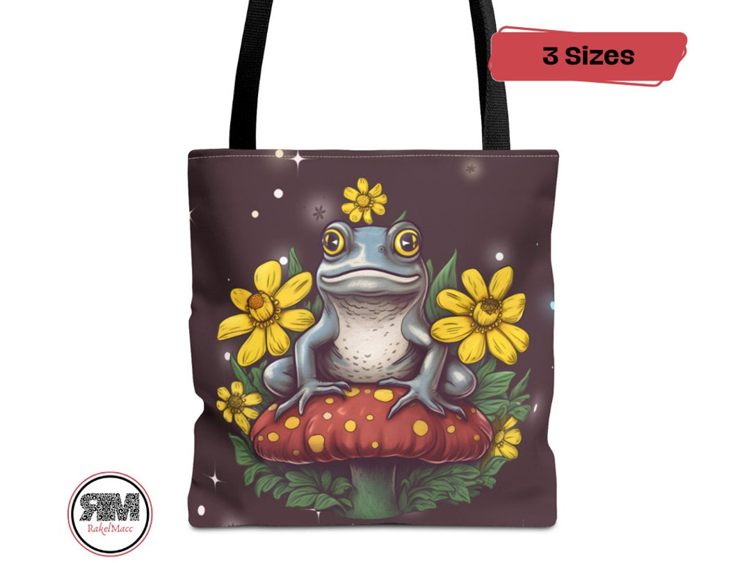 Frog and Toadstool Tote Bag Gift Idea for Frog Lover Bookworm Librarian Style 3 - Etsy