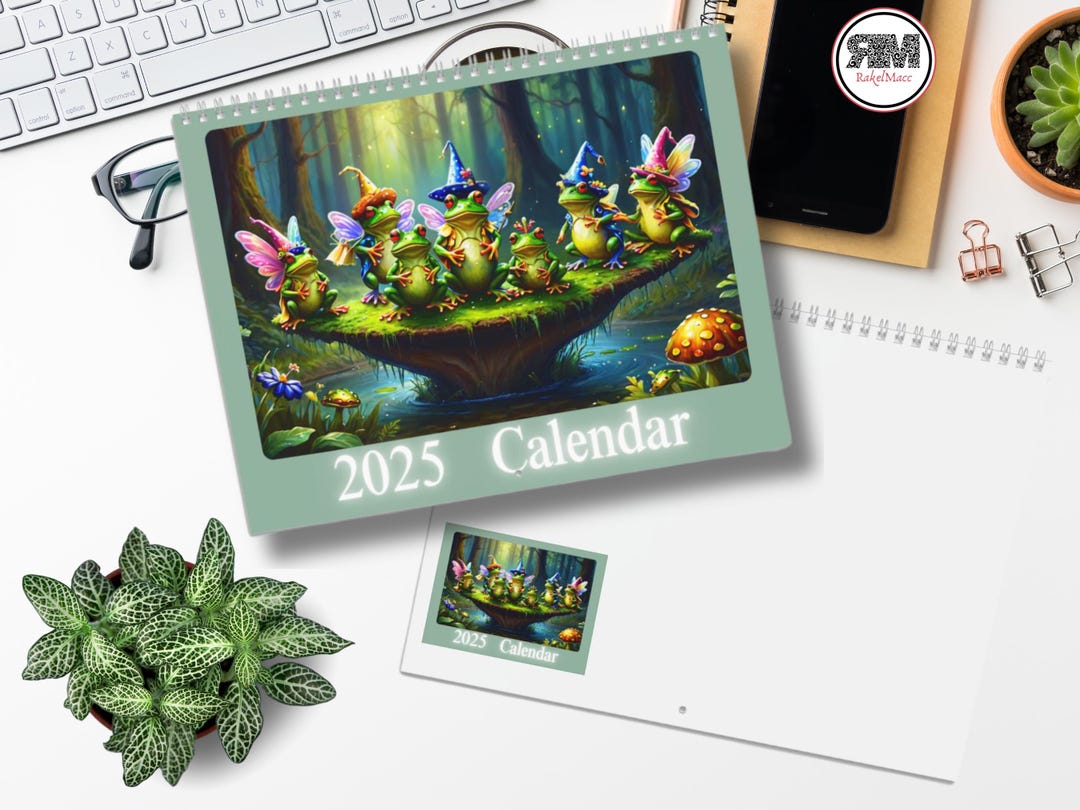 Frogs Calendar (2025) Bright Colored Frogs Wall Calendar, Cute Frogs ...
