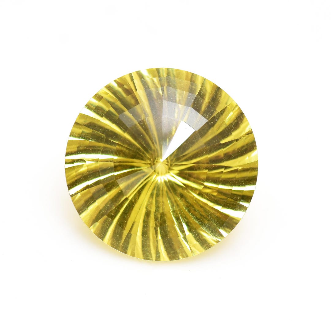 16mm AAA+ Natural Lemon Quartz Round Shape Concave Cut Stone ~ Galaxy ...