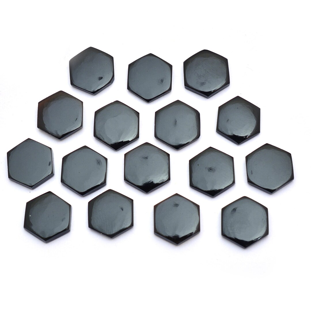 AAA+ Black Onyx Gemstone Smooth Hexagon Shape Discs ~ Natural Black ...