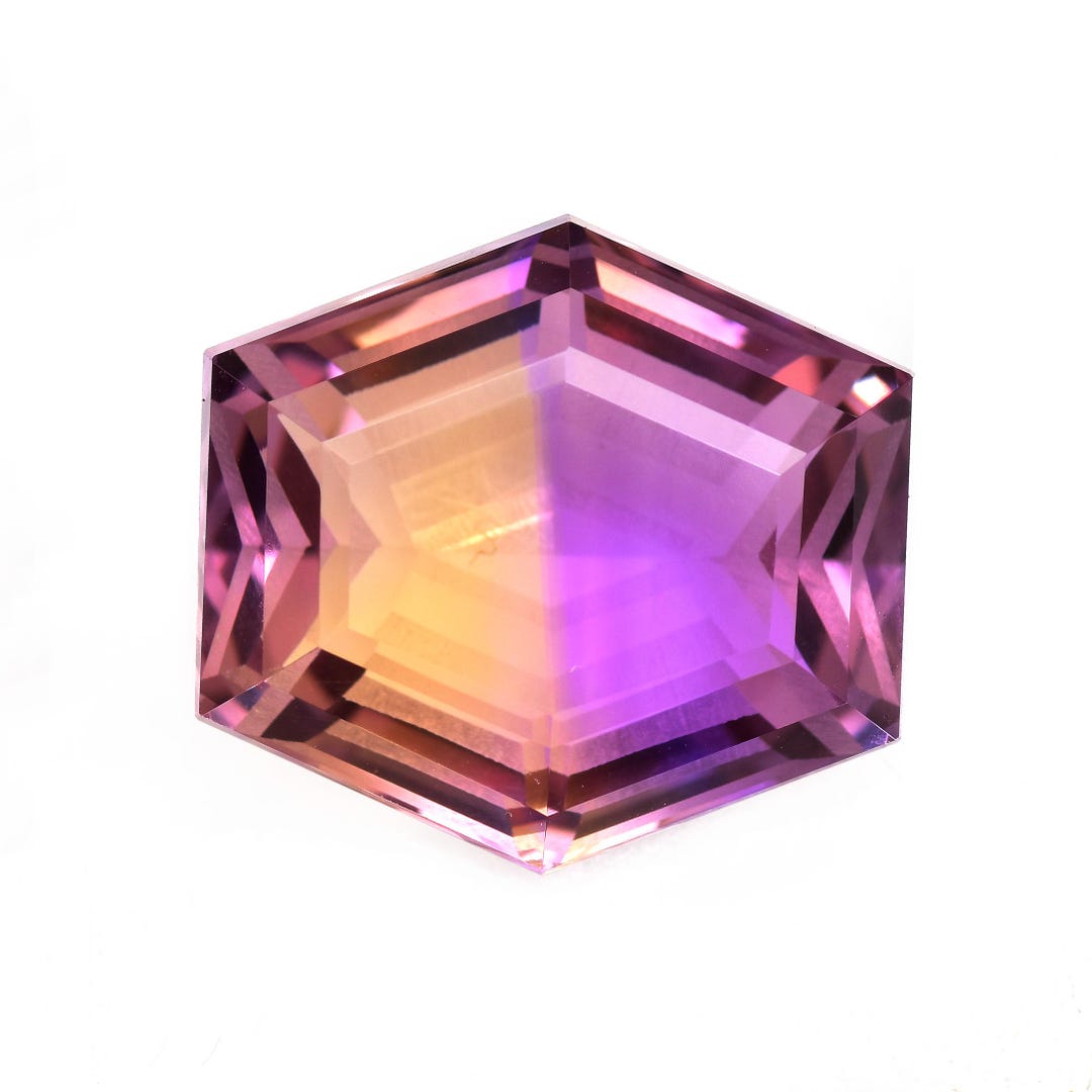 Natural Ametrine Hexagon Shape Cut Stone ~ Precision Cut Bio Ametrine ...