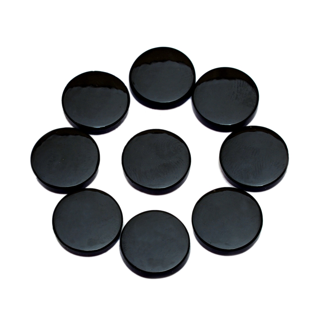 AAA+ Black Onyx Gemstone Smooth Discs ~ Natural Black Onyx Loose 14mm ...