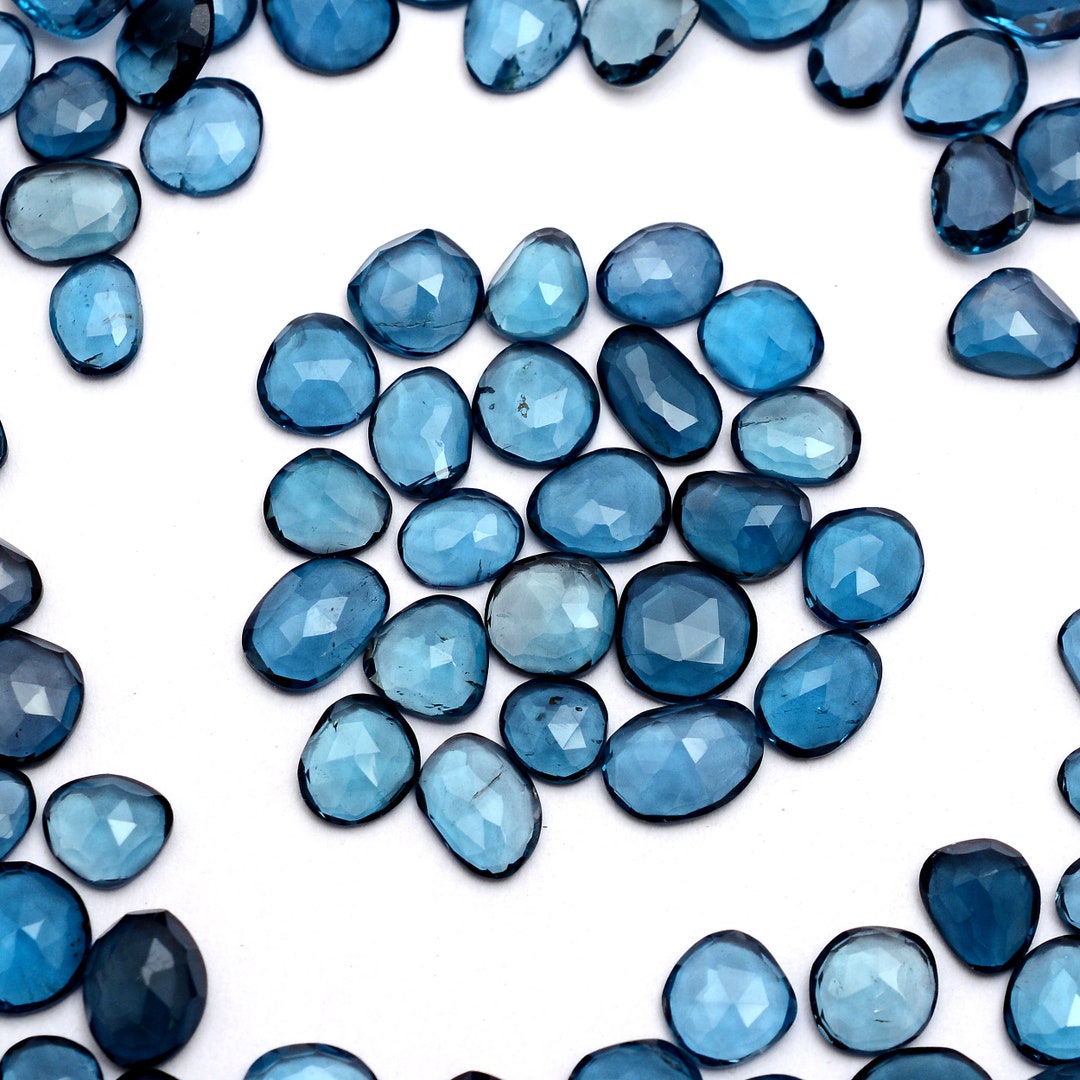 AAA+ London Blue Topaz Faceted Rose Cut Slices ~ Natural Blue Topaz ...