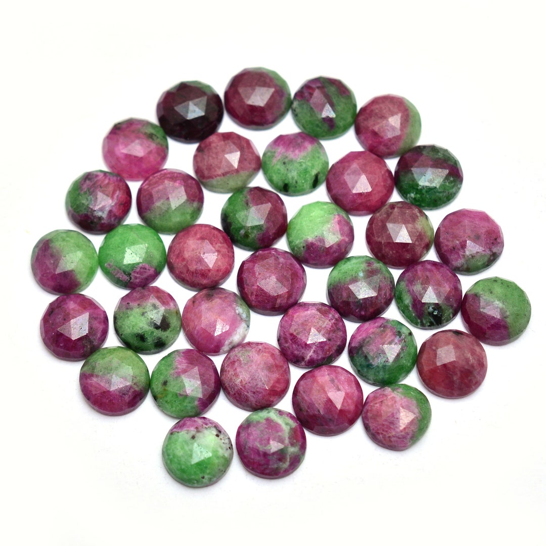 Natural Ruby Zoisite Faceted Round Rosecuts ~ Red Green Ruby Zoisite ...