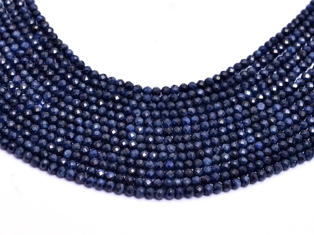AAA+ Pylin Blue Sapphire 3mm Micro Faceted Rondelle Beads ~ Natural ...