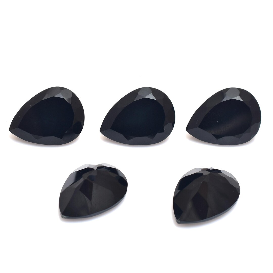 AA Natural Black Onyx Loose Pear Cut ~ Big Size Black Onyx Faceted Pear ...