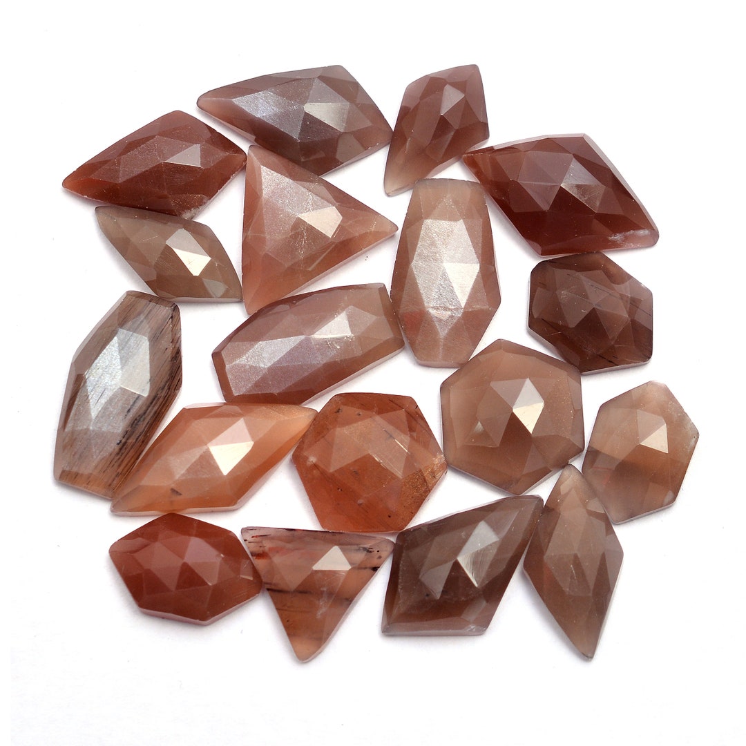 Natürliche Schokolade Mondstein Edelstein Lose 12 mm-18 mm facettierte ...