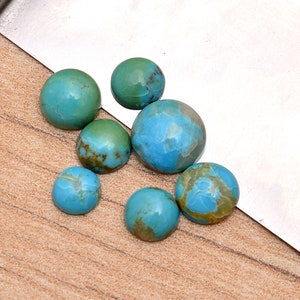 Natural Turquoise Cabochons, Arizona Turquoise 7mm ~ 11mm Smooth Round ...
