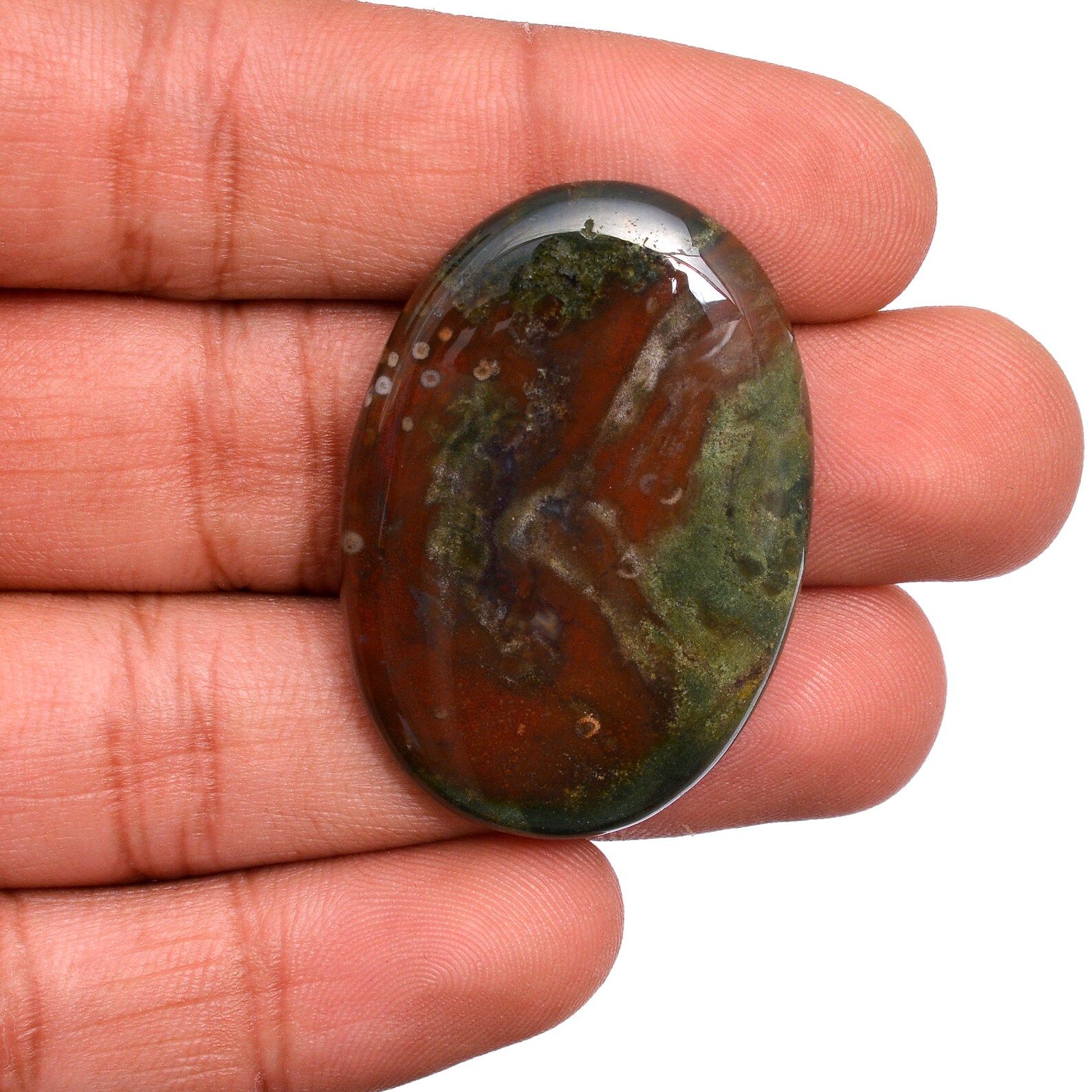 Natural African Bloodstone Gemstone Fancy 29x41mm Smooth Oval Cabochon ...