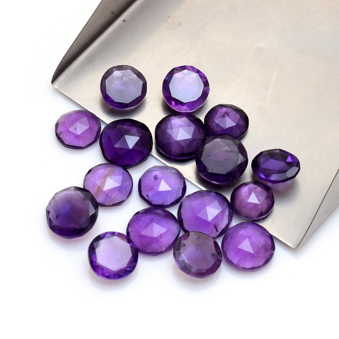 Amethyst Faceted Round Rose Cuts ~ Natural Amethyst Loose 9mm-12mm ...