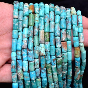 Natural Turquoise Gemstone Smooth Tube Fancy Beads ~ Turquoise Semi ...