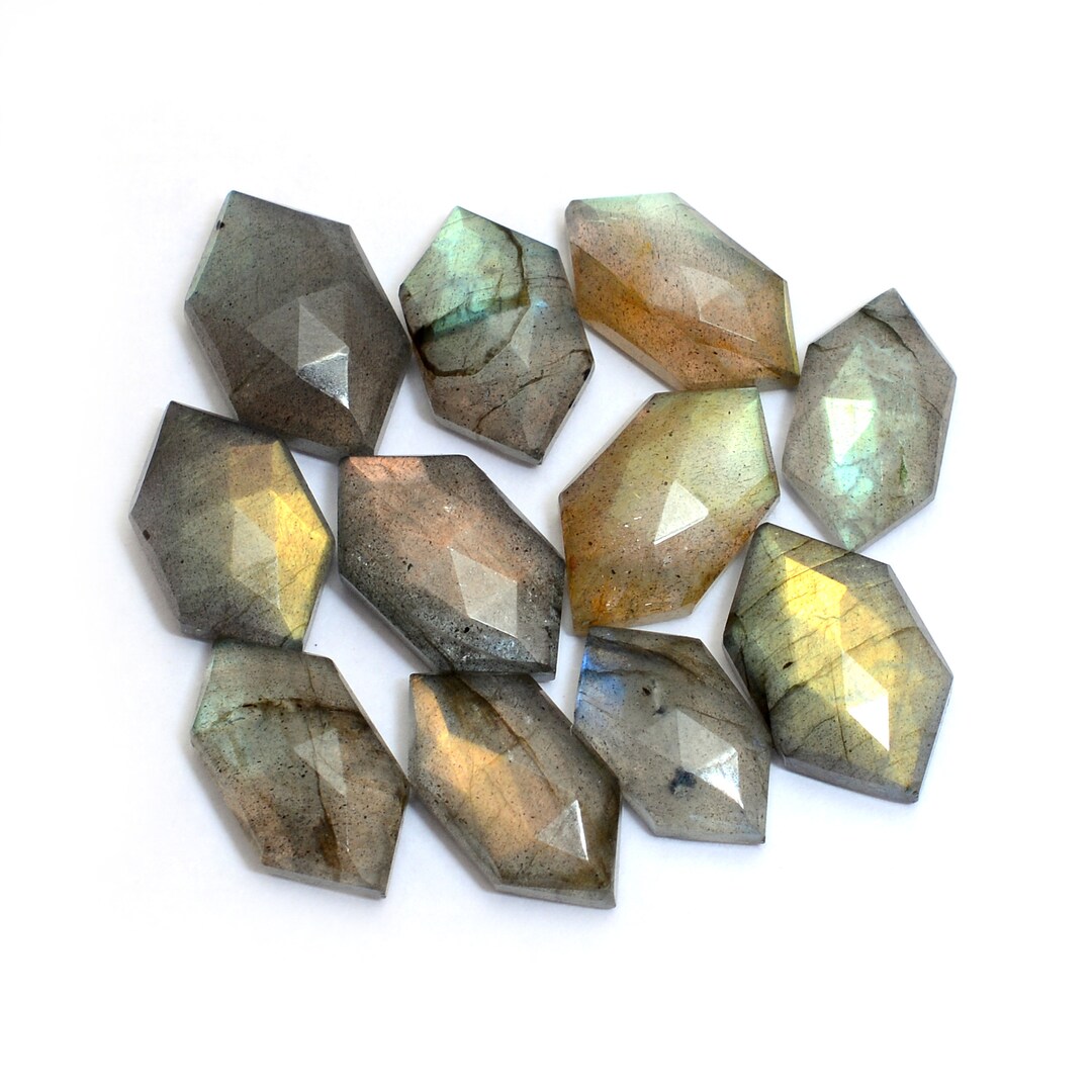 Labradorite Elongated Hexagon Rose Cuts ~ Natural Labradorite Gemstone ...