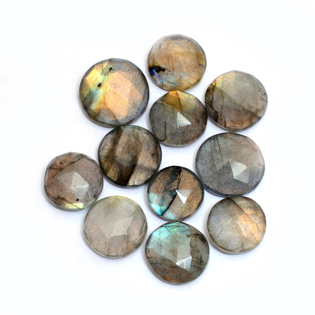 Labradorite Faceted Round Rosecut ~ Natural Yellow Labradorite Loose ...
