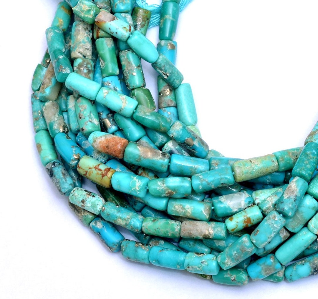 Natural Turquoise Gemstone Smooth Tube Fancy Beads ~ Turquoise Semi ...