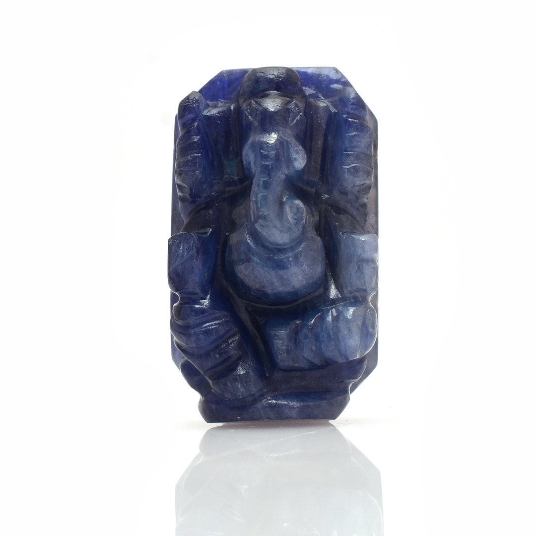 Lord Ganesh Handmade Carving ~ Blue Sapphire Carving of Lord Ganesh ...