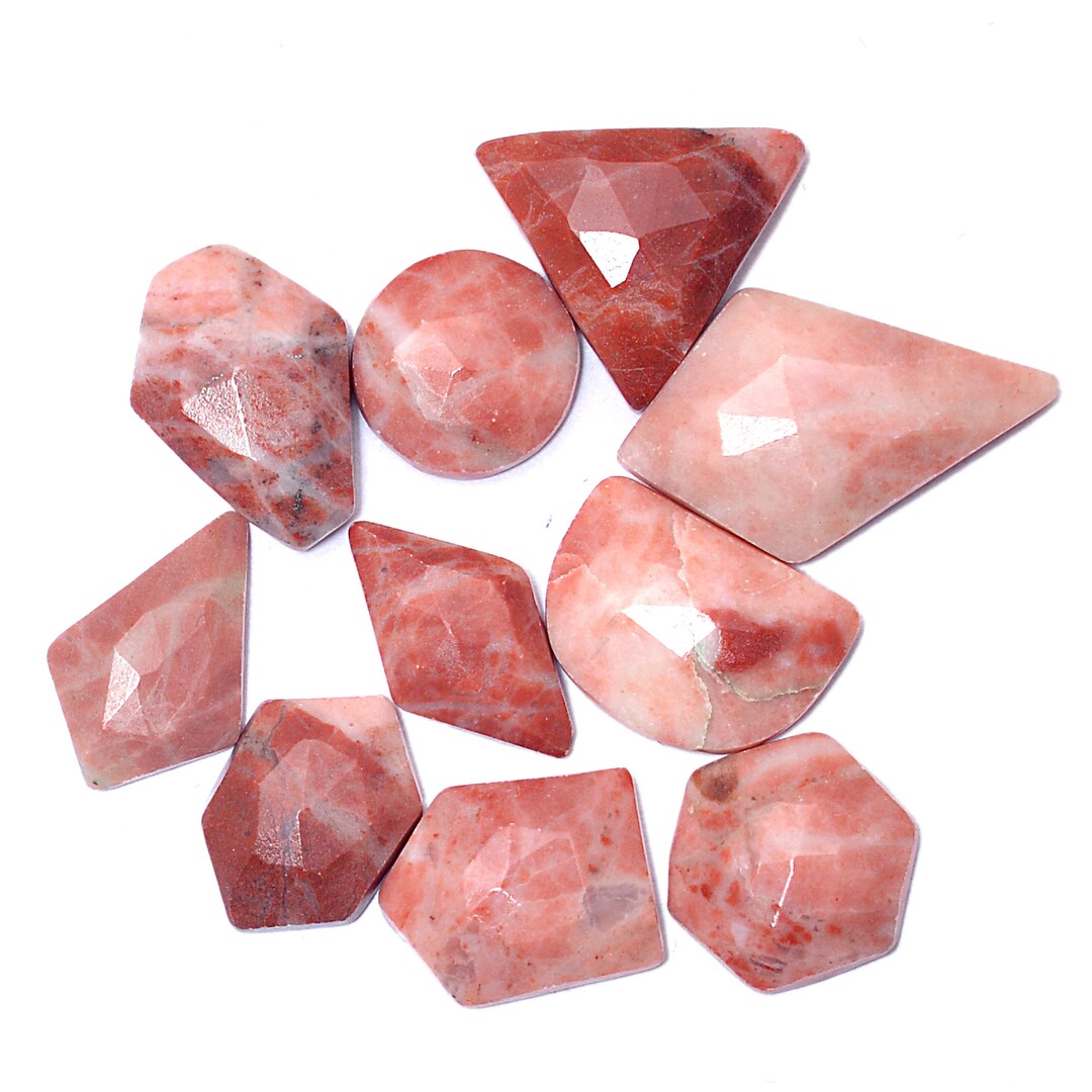 Natural Red Jasper Gemstone 11mm-20mm Uneven Flat Back Faceted Rosecut ...