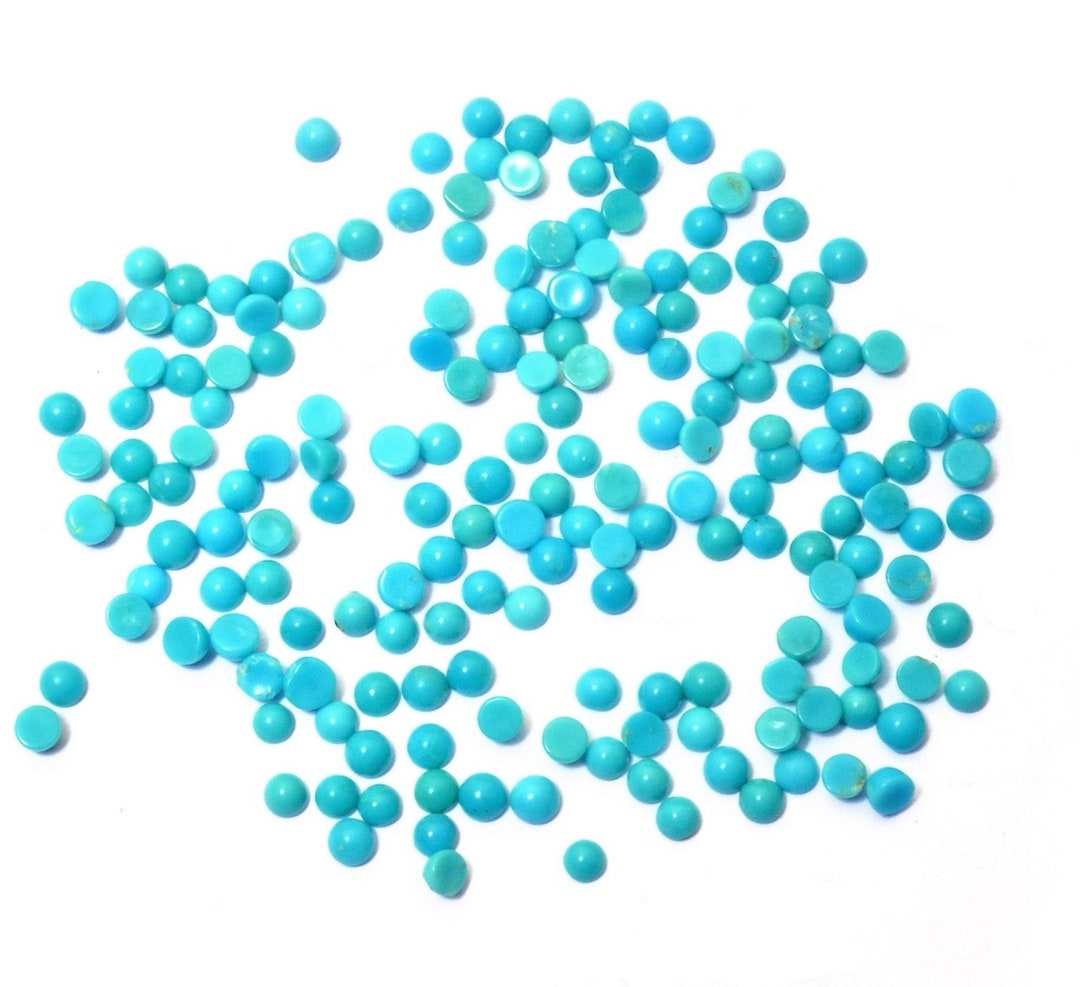 AAA+ Natural Turquoise Gemstone 2mm Smooth Round Cabochon Lot ~ Genuine ...