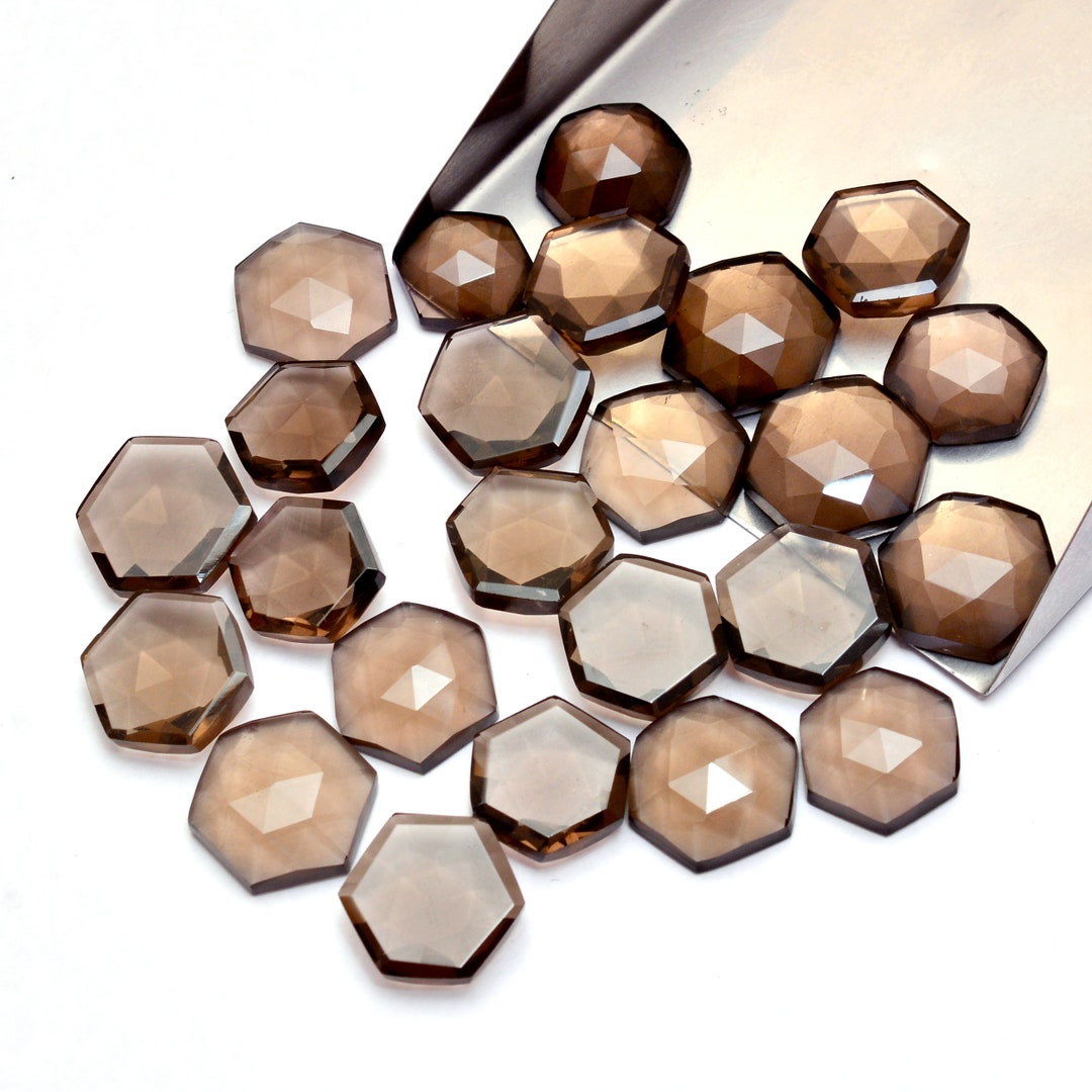 Smoky Quartz Faceted Hexagon Rose Cuts ~ Natural Brown Smoky Loose 12mm ...