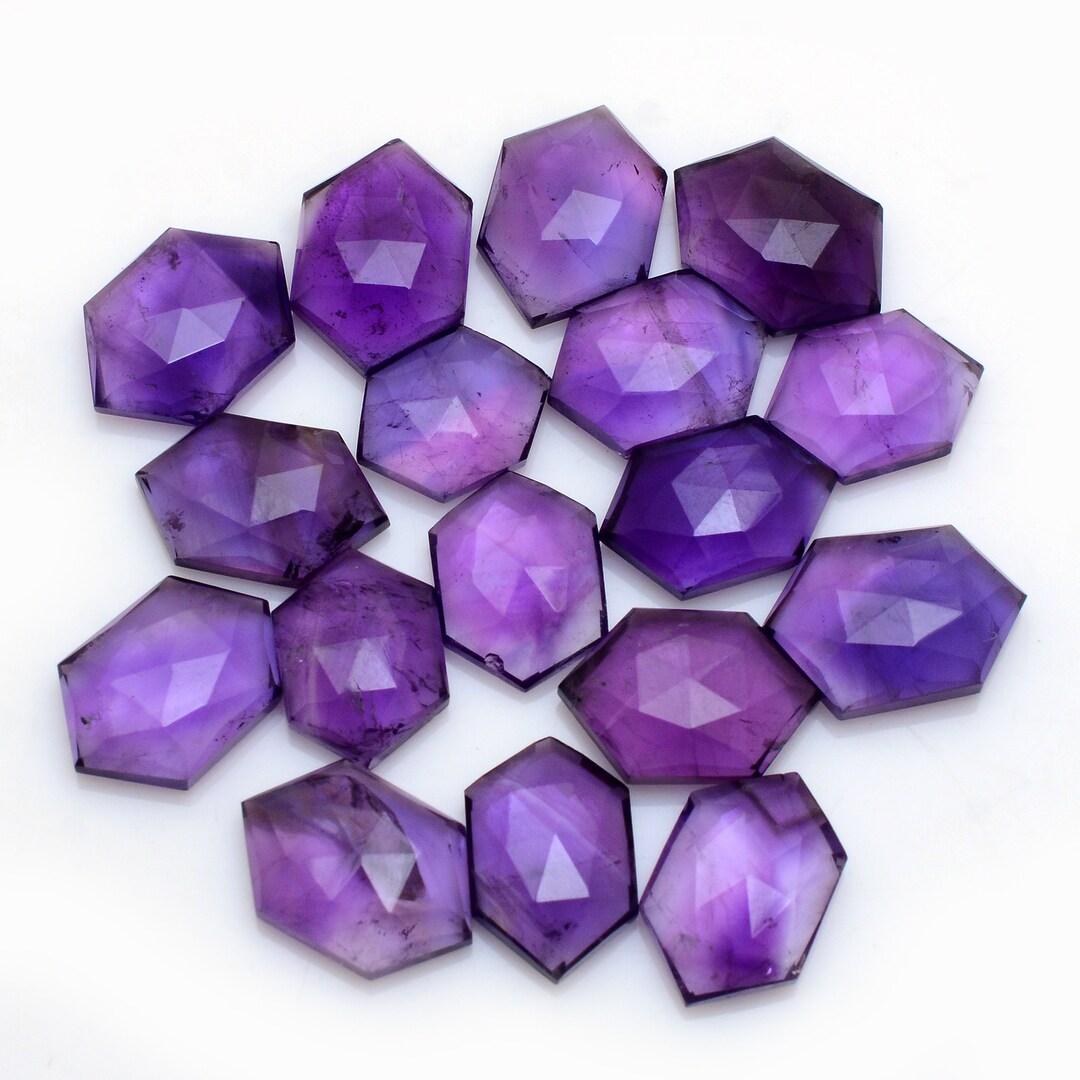 Amethyst Faceted Elongated Hexagon Rosecuts ~ Natural Amethyst Gemstone ...