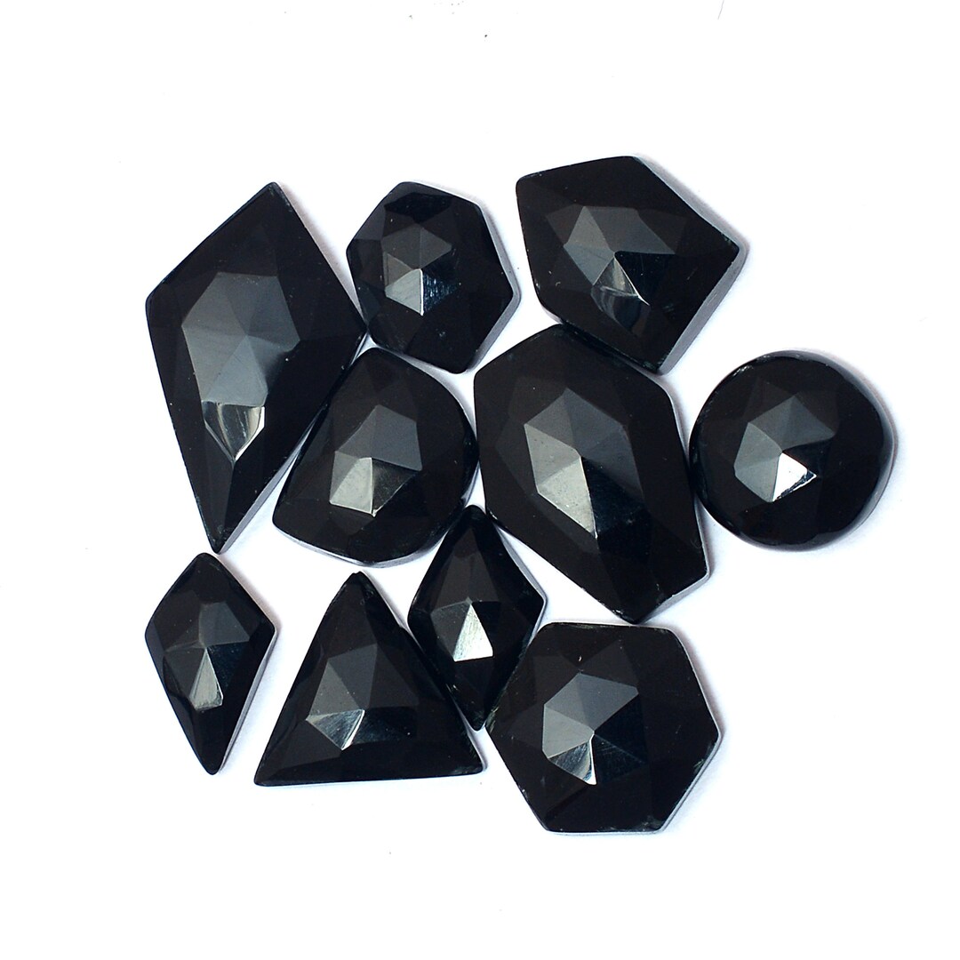 Natural Black Onyx Fancy Free Form Rosecut Lot ~ Loose Faceted Black ...