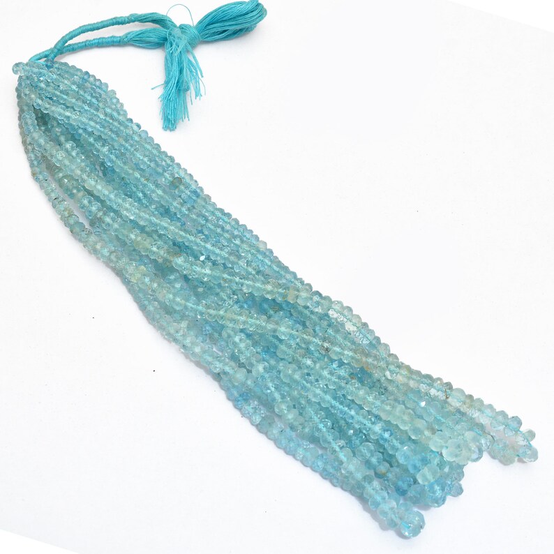 Natural Aquamarine 4mm-7mm Faceted Rondelle Beads AAA - Etsy