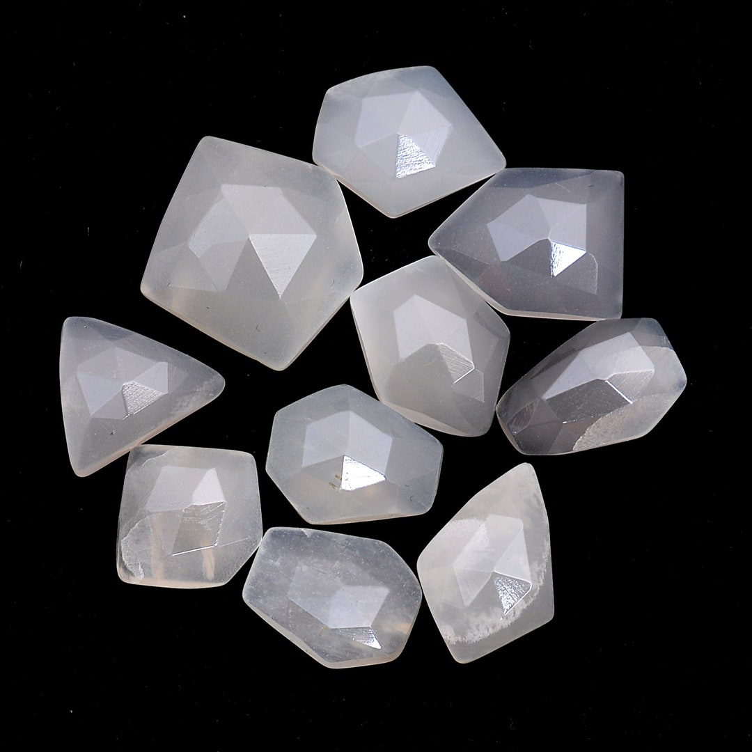 White Moonstone Uneven Flat Back Rosecut Cabochon ~ Natural Gemstone ...
