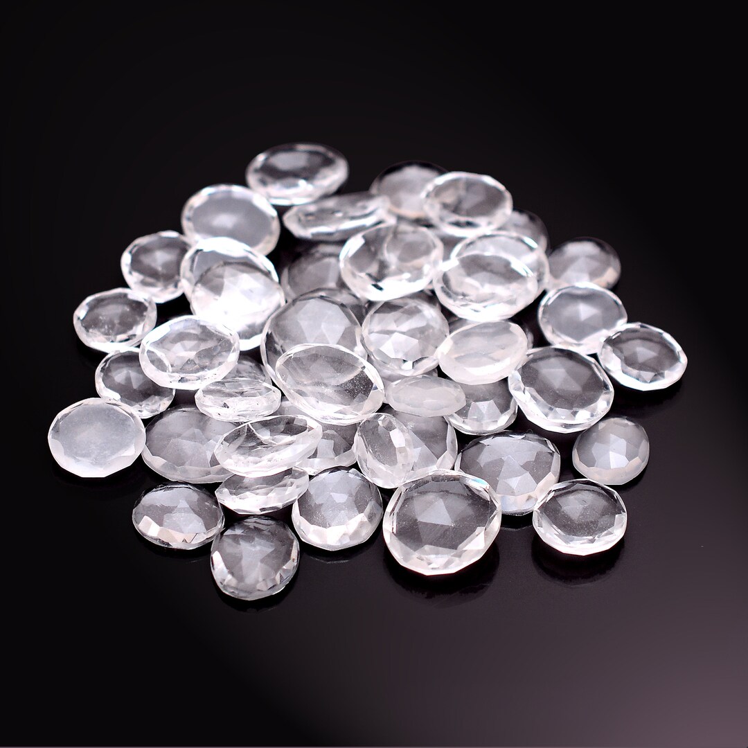 Natural Clear Crystal Quartz 9mm-13mm Faceted Fancy Rose Cut Slices ...