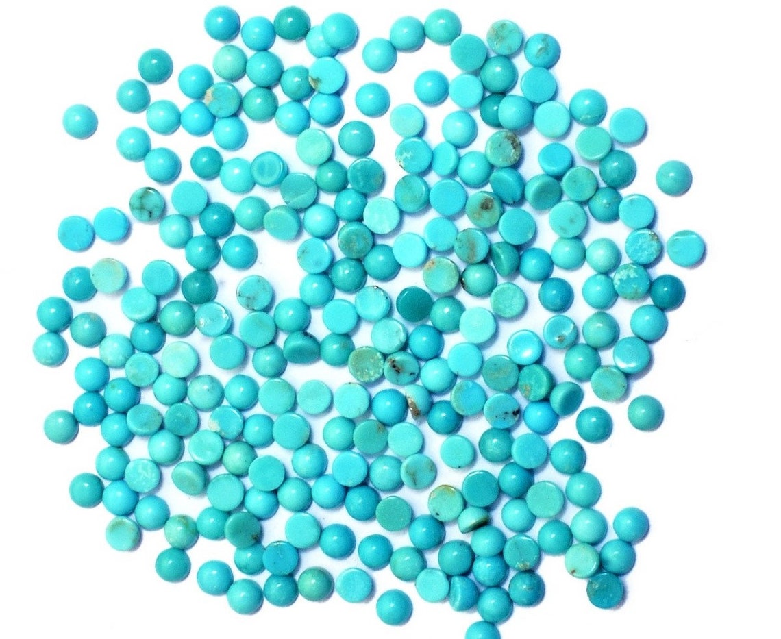 AAA Natural Turquoise Gemstone 2mm Smooth Round Cabochon Lot | Etsy