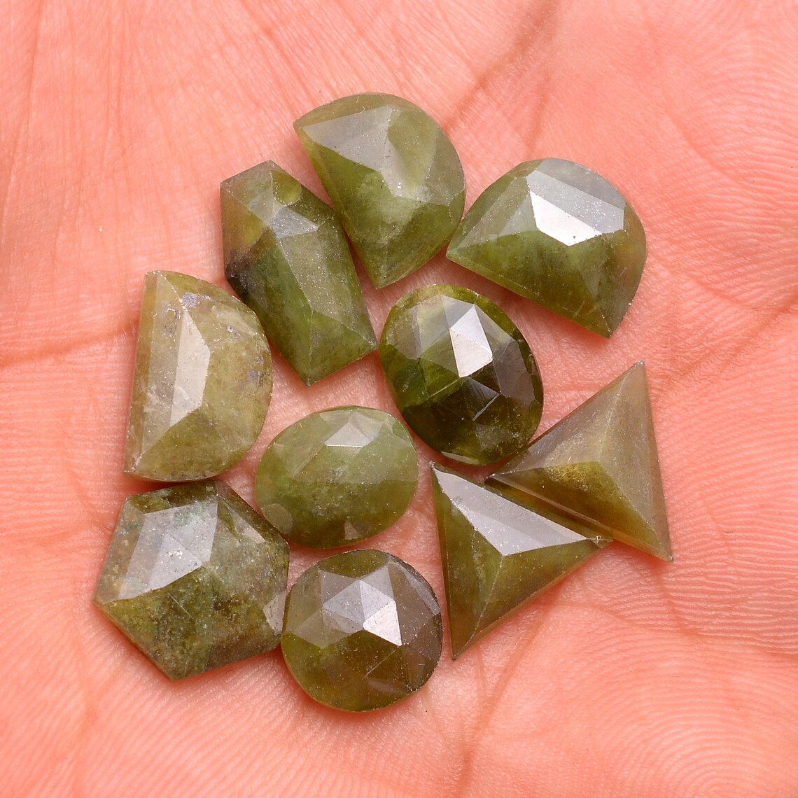 Natural Vessonite Fancy 9x10mm-13 X14mm Faceted Flat Back Cabochons ...