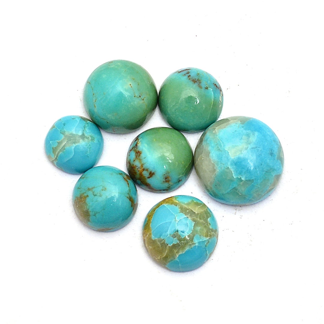 Natural Turquoise Cabochons, Arizona Turquoise 7mm ~ 11mm Smooth Round ...