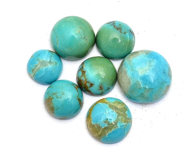 Natural Turquoise Cabochons, Arizona Turquoise 7mm ~ 11mm Smooth Round ...