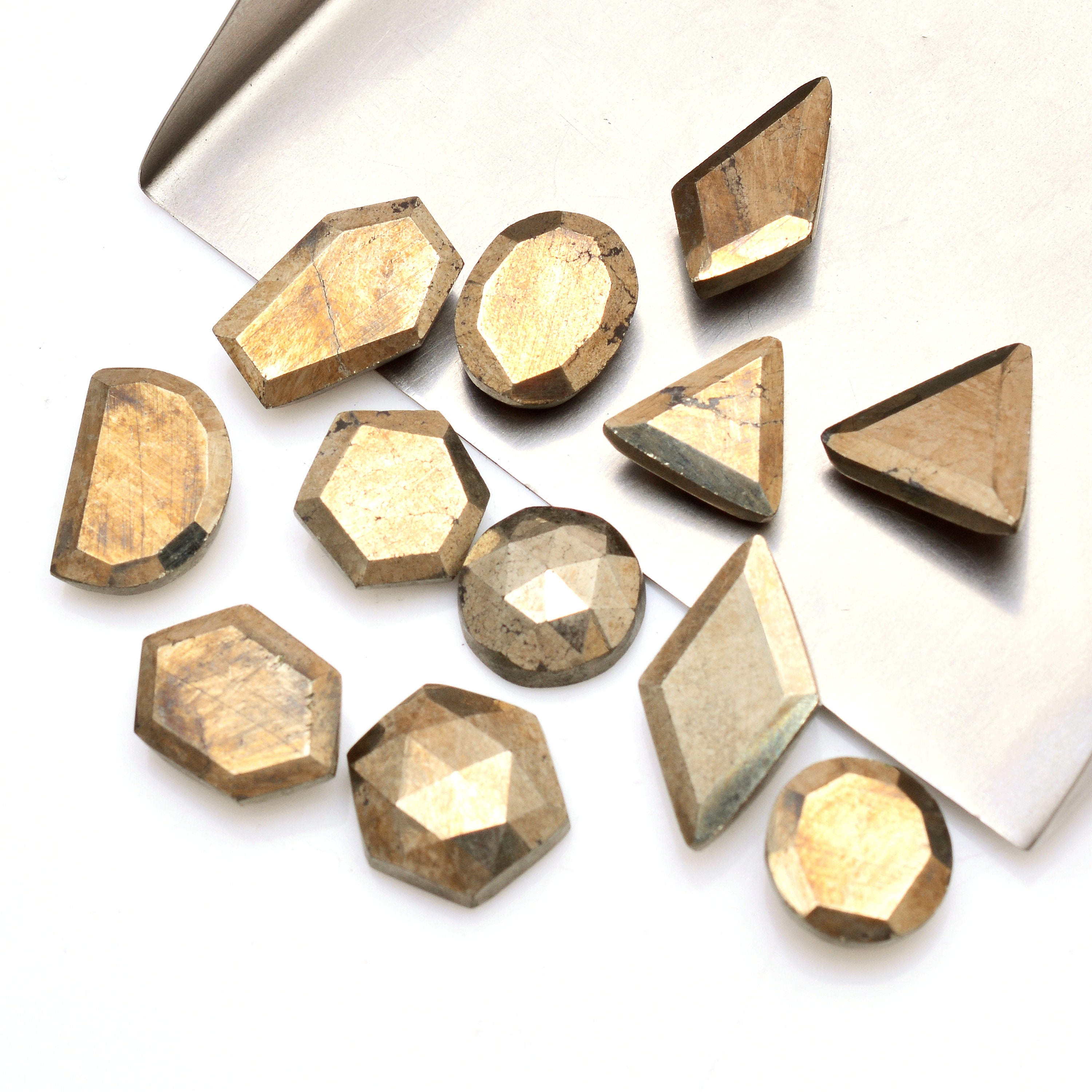 Natural Pyrite 10mm-17mm Free Form Rose Cut ~ Pyrite Rose Cut Flat Back ...
