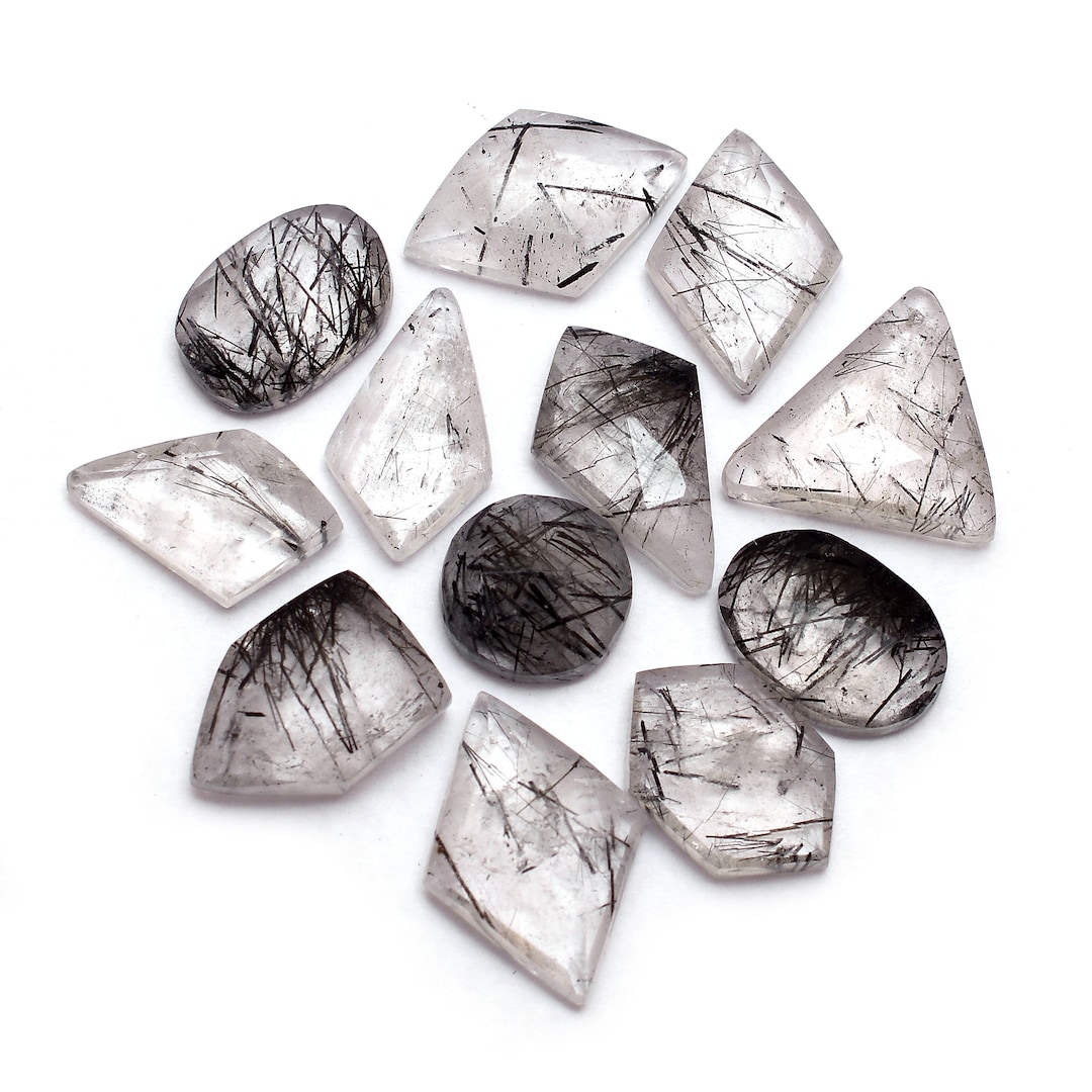 Black Rutilated Quartz Loose Mix Shape Rose Cut Set ~ Natural Black ...