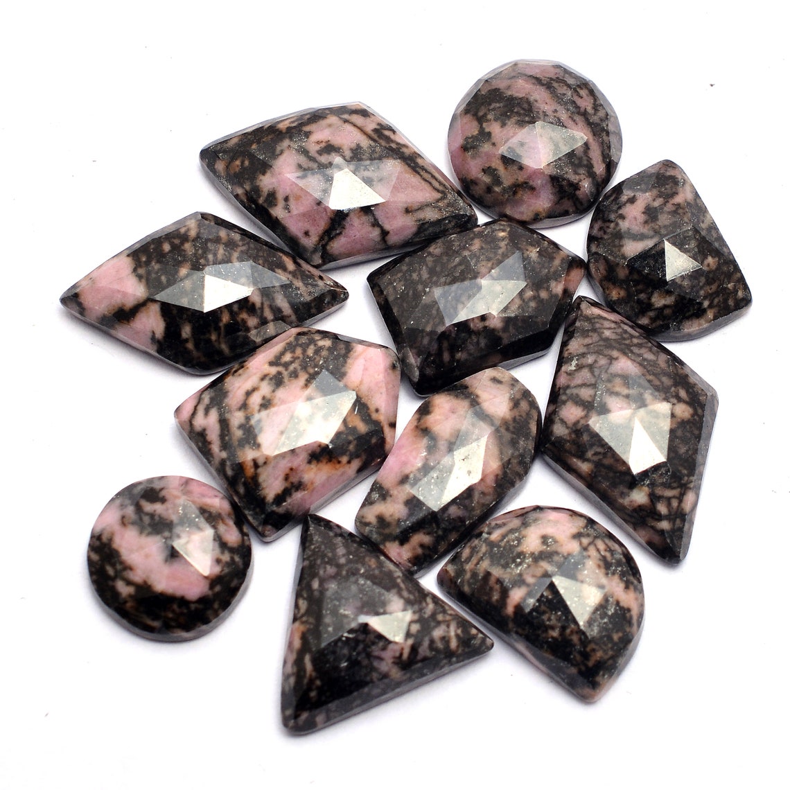 Natural Rhodonite Garnet Semi Precious Gemstone Fancy Faceted - Etsy