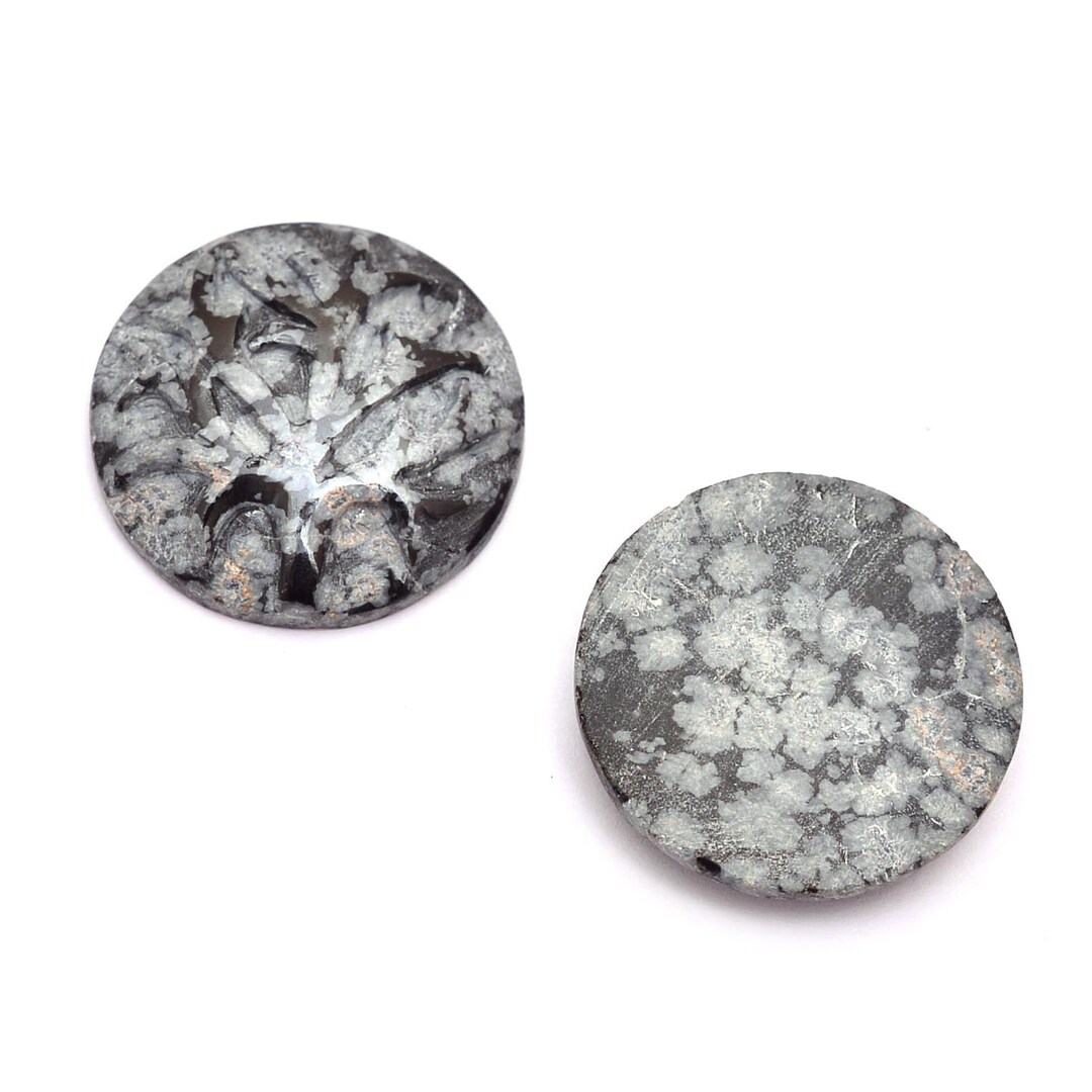 Natural Snowflake Obsidian Matte Finish Fancy Carving Pair ~ Frosted ...
