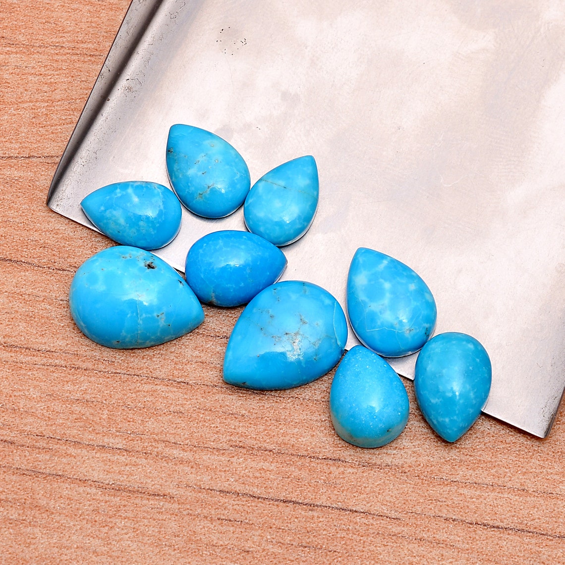 Arizona Turquoise 8x12mm-12x16mm Smooth Pear Flat Back Loose Cabochon ...
